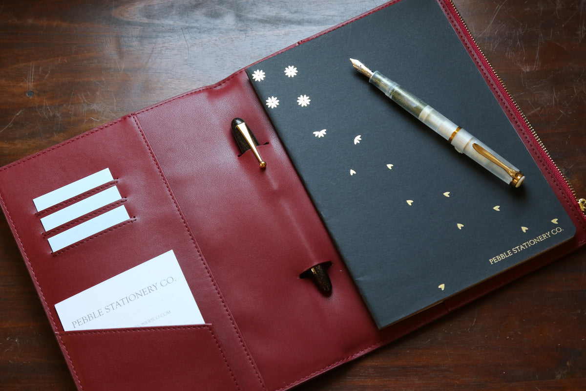 Red A5 Notebook Leather Cover V2 – PEBBLE STATIONERY CO.